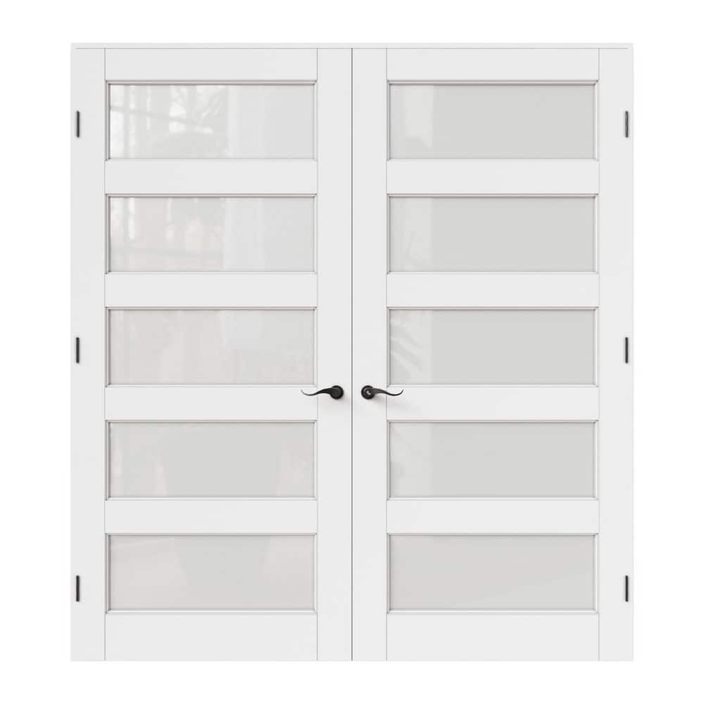 ARK DESIGN 72 in. x 96 in. 5-Lite Frosted Glass Universal White Solid ...