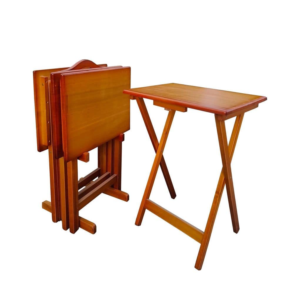 Tileon Portable Folding Honey Kitchen Utility Table, Wood Snack Table ...
