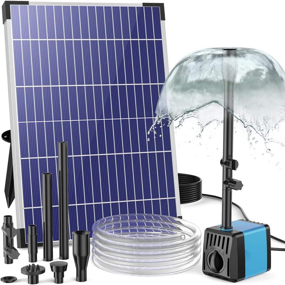 Oyezvary Solar Water Fountain Pump 10W with 120GPH Flow 4 Sprayers 16 ...