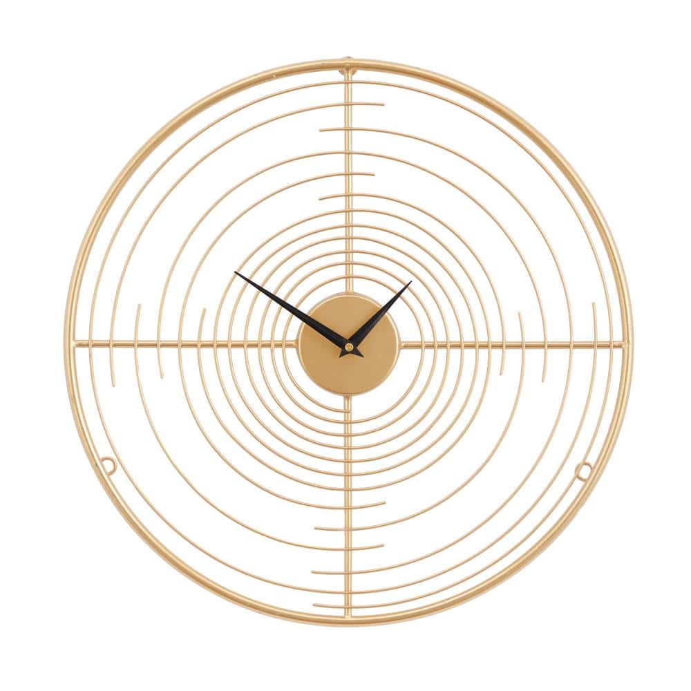 Litton Lane 20 in. x 20 in. Gold Metal Open Frame Swirl Wall Clock ...