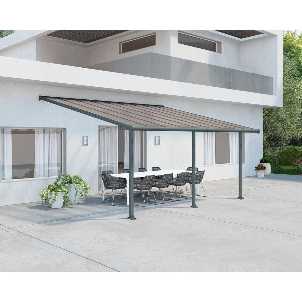 CANOPIA by PALRAM Olympia 10 ft. x 18 ft. Gray/Bronze Aluminum Patio ...