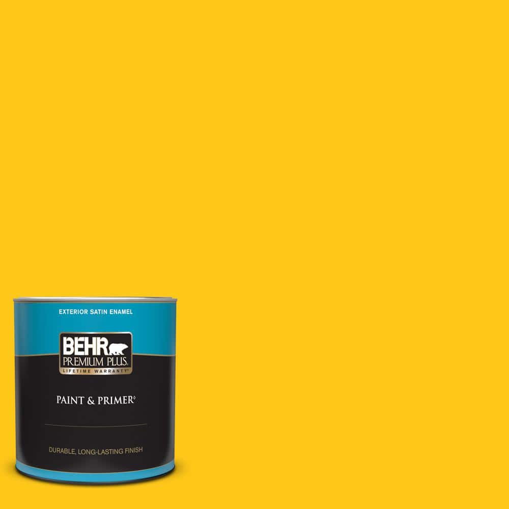 BEHR PREMIUM PLUS 1 qt. #P300-7 Unmellow Yellow Satin Enamel Exterior ...