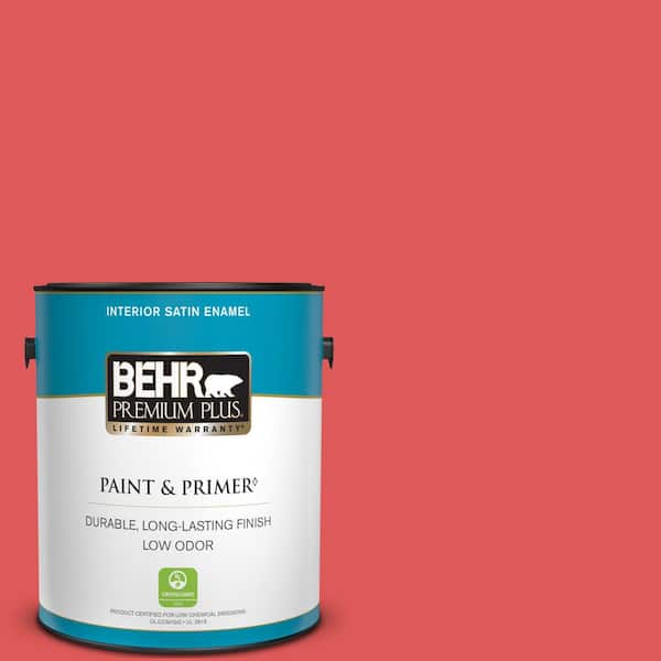 BEHR PREMIUM PLUS 1 gal. #150B-6 Firecracker Satin Enamel Low Odor ...