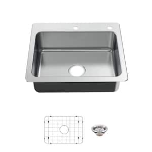 PELHAM & WHITE Belmar 25 in. Drop-In/Undermount Single Bowl 18-Gauge ...