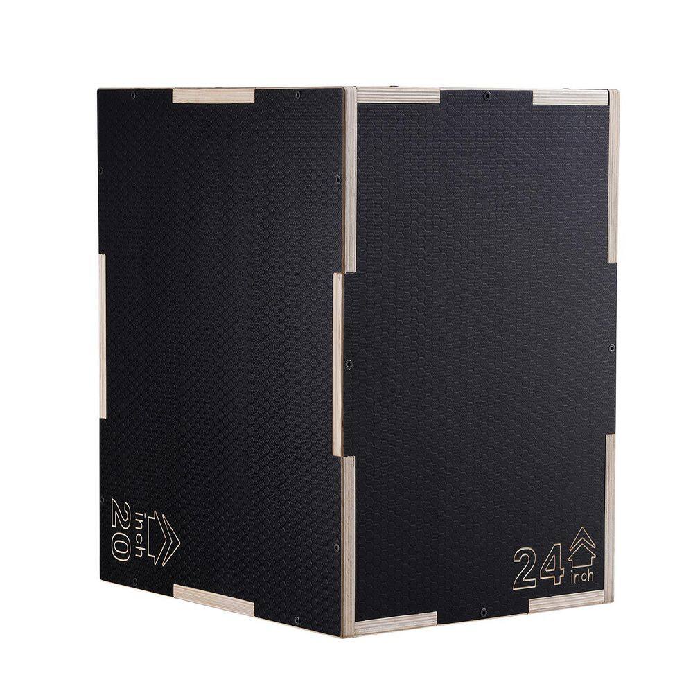 SKYSHALO 3 in 1 Plyometric Jump Box, 24/20/16 in. Anti-Slip Wooden Plyo ...