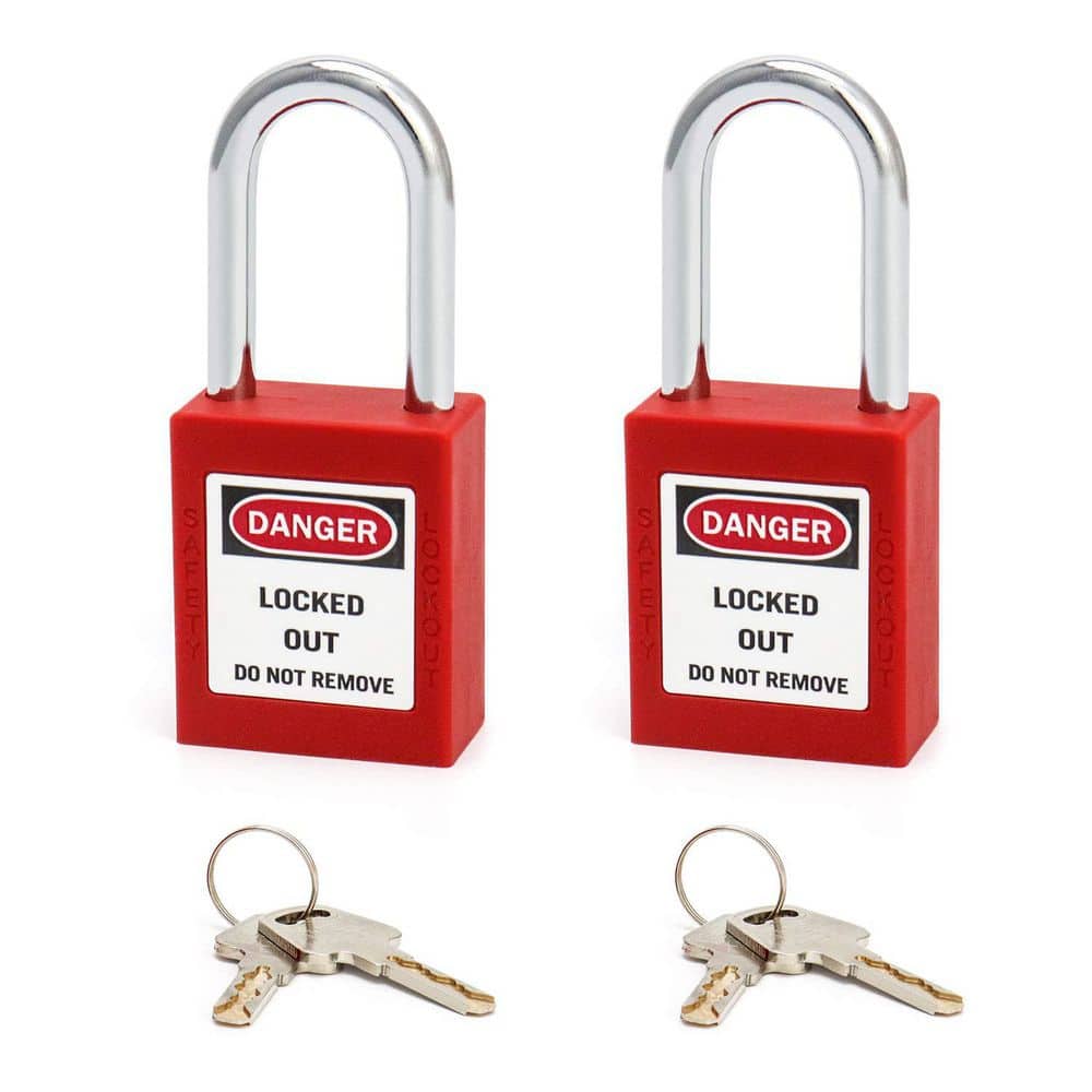 2-Pack Red Non-Conductive Lockout Tagout Safety Padlocks with 4 Keys ...