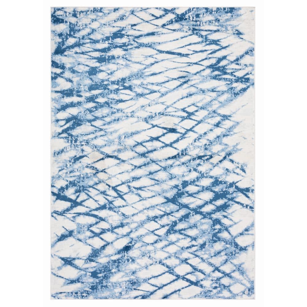 SAFAVIEH Jasper 5 ft. x 8 ft. Navy/Ivory Abstract Linear Area Rug ...