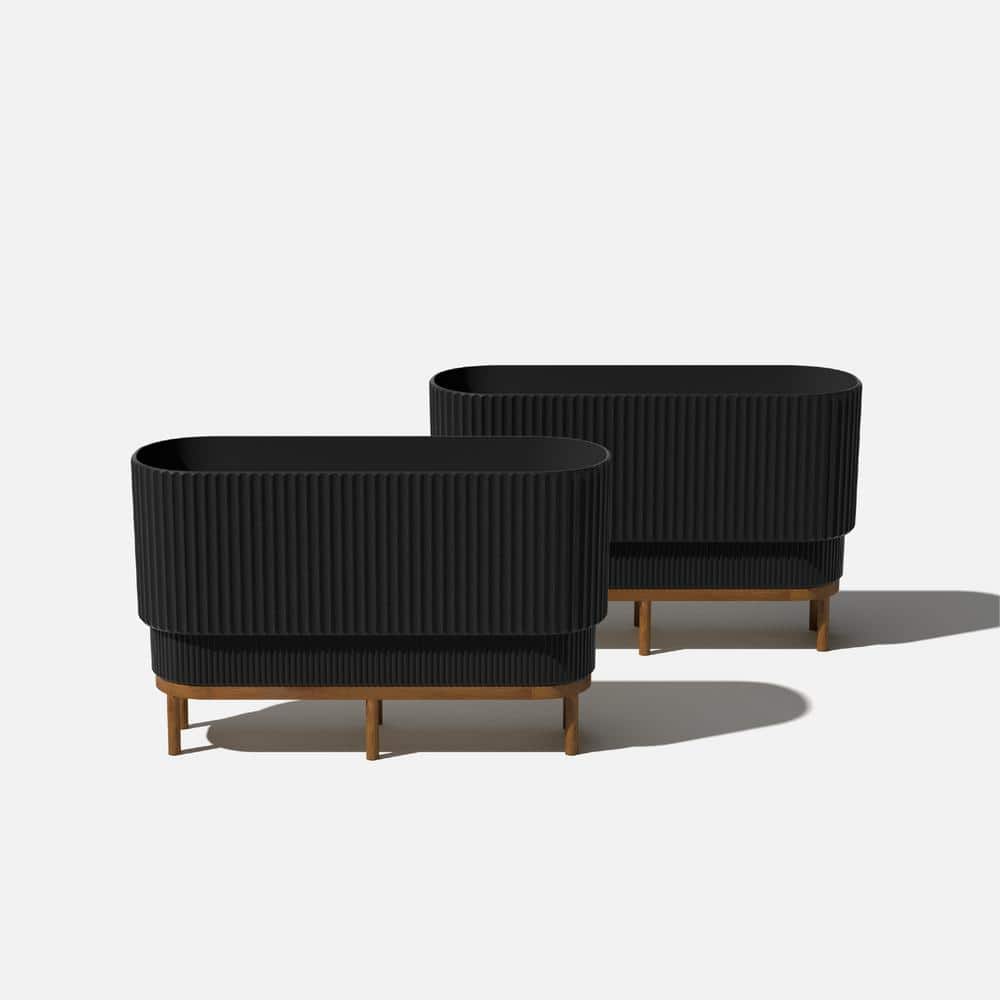 Veradek Demi Extra Large Black Plastic Raised Rectangular Planter with ...