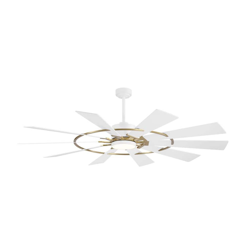 WINGBO 72 in. (6 ft.) Indoor Gold with 10 White Blades Ceiling Fan with ...
