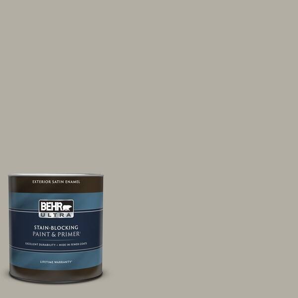 BEHR ULTRA 1 qt. #790D-4 Granite Boulder Satin Enamel Exterior Paint ...