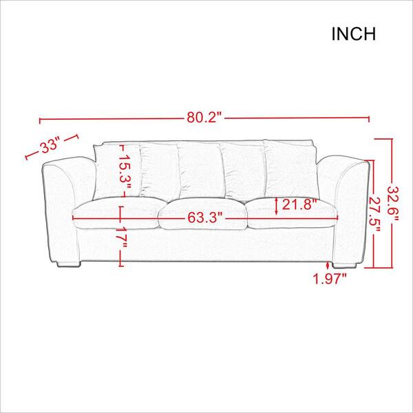 Standard Sofa Sizes In Mm | Baci Living Room