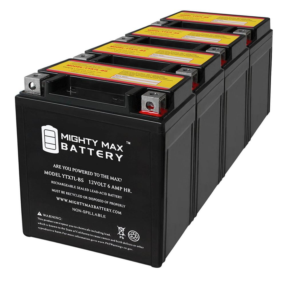 MIGHTY MAX BATTERY YTX7L-BS 12V 6Ah Battery Replaces Honda 250 CRF250L 13-19 - 4 Pack MAX3941255 ...