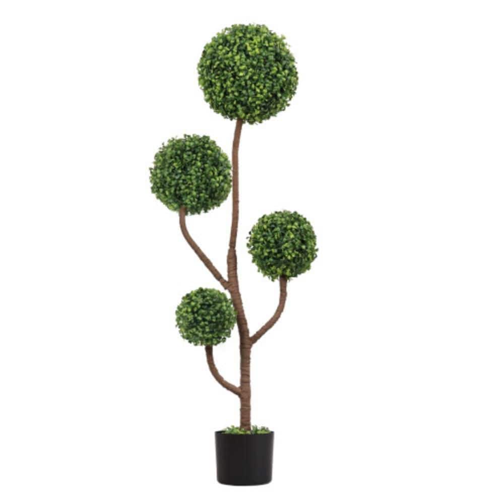 4FT Indoor Outdoor Artificial Large Boxwood Tree Topiary in Pot-Faux ...