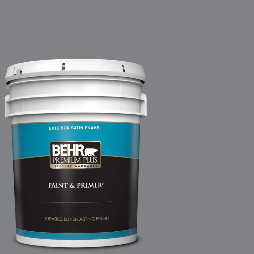 BEHR PREMIUM PLUS 5 gal. #PPU26-03 Legendary Gray Satin Enamel Exterior ...