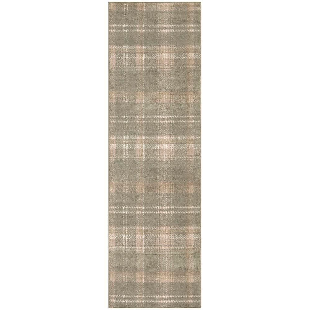 Nourison Grafix Olive 2 ft. x 10 ft. Plaid Contemporary Runner Area Rug ...