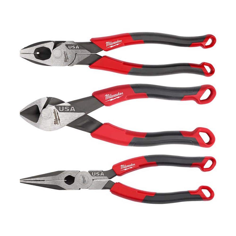 Milwaukee Linesman Plier with Comfort Grip with 8 in. Long Nose Plier ...