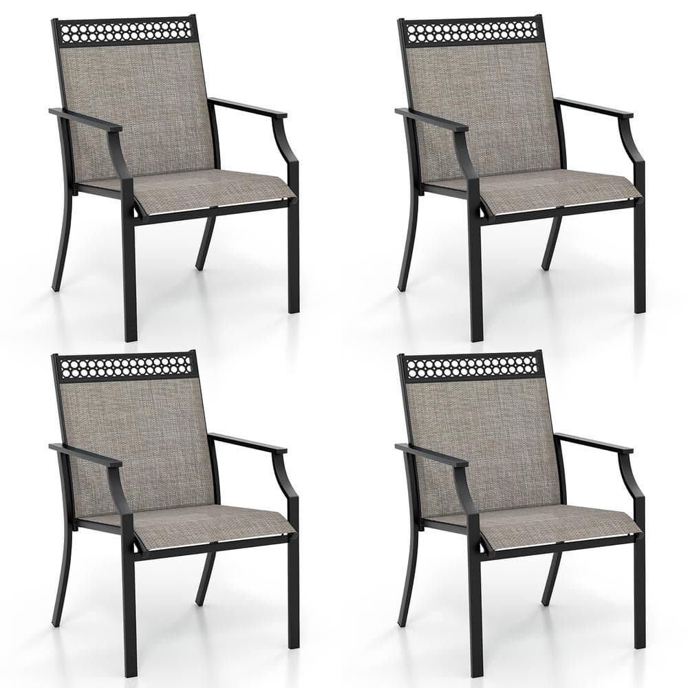Gymax Patio Dining Chairs Outdoor Chairs with High Back and Armrests in ...