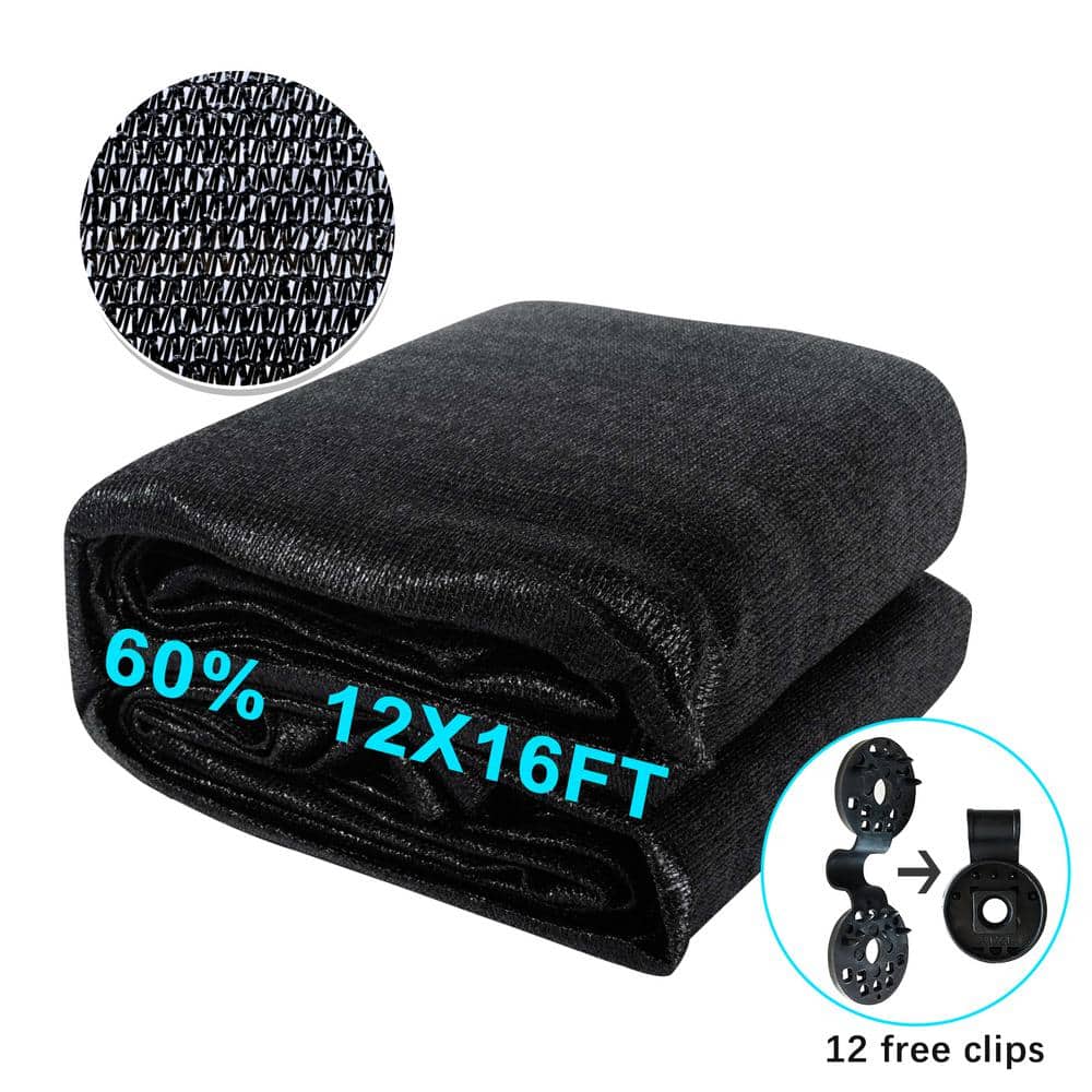 Shatex 12 ft. x 16 ft. 60% Shade Cloth Sunblock Fabric Cut Edge with ...