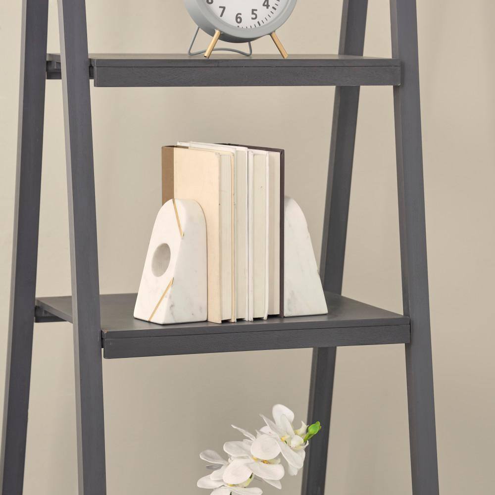 Litton Lane White Marble Curved Pyramid Geometric Bookends with ...