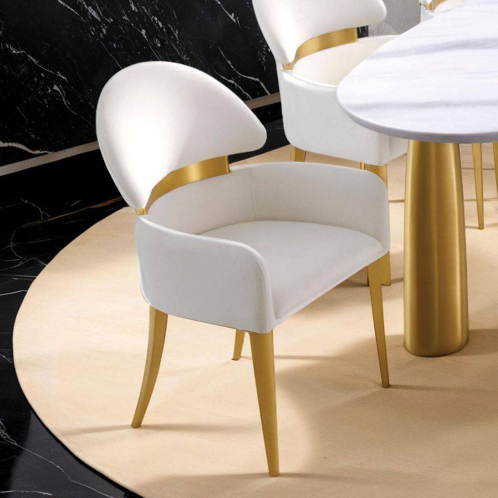 Furniture of America Varand White/Gold Fabric Cushioned Dining Chair ...