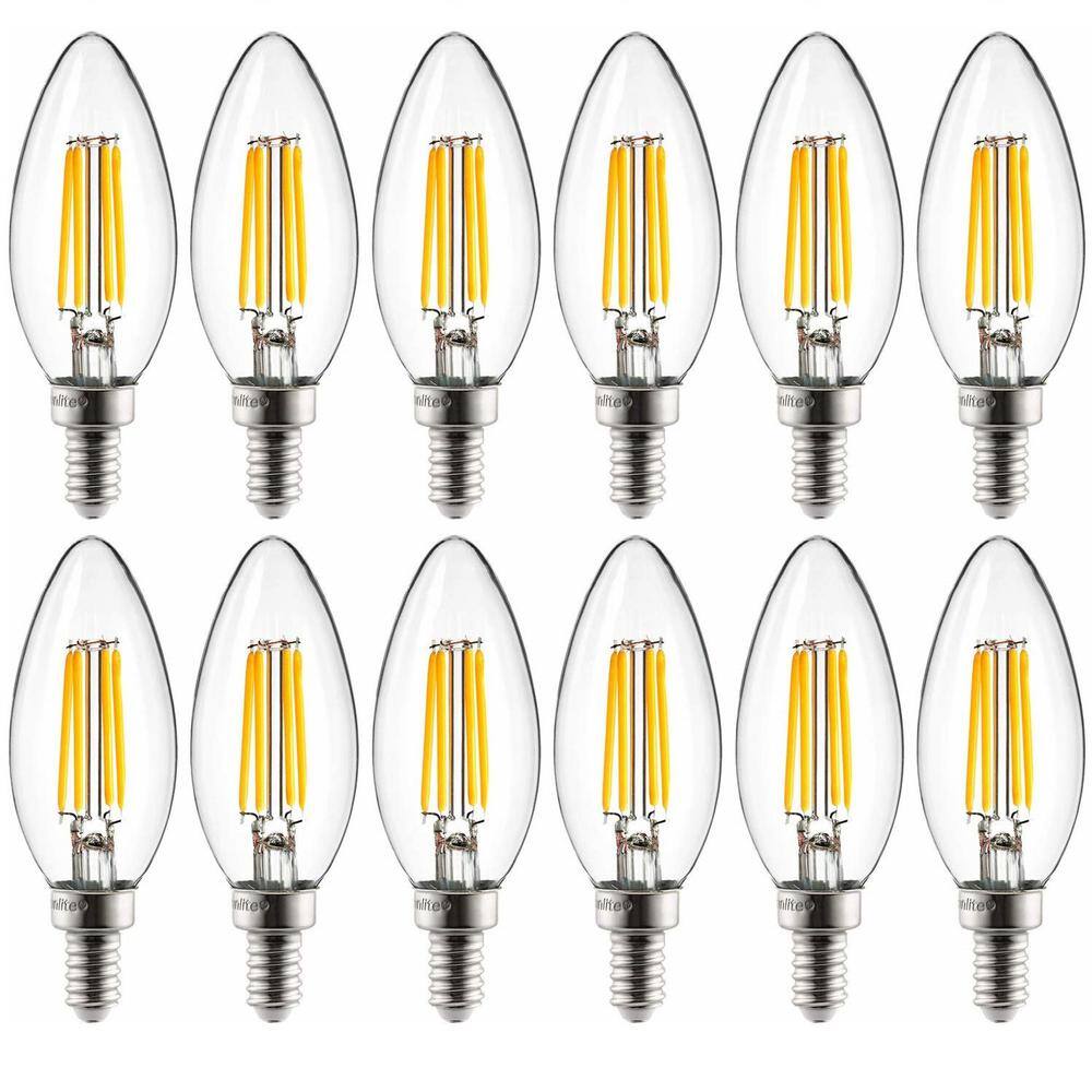Sunlite 40-Watt Equivalent B11 Dimmable Candle Clear Glass Filament Vintage Edison LED Light ...