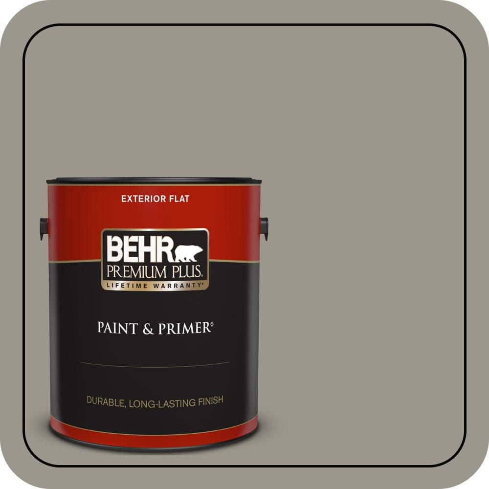 BEHR PREMIUM PLUS 1 gal. #MQ2-60 Iron Gate Flat Exterior Paint & Primer ...