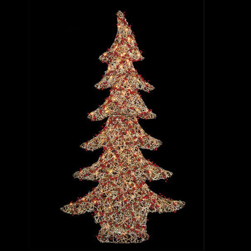 Sterling 5 ft. Decorated Rattan Christmas Tree with Clear Lights ...