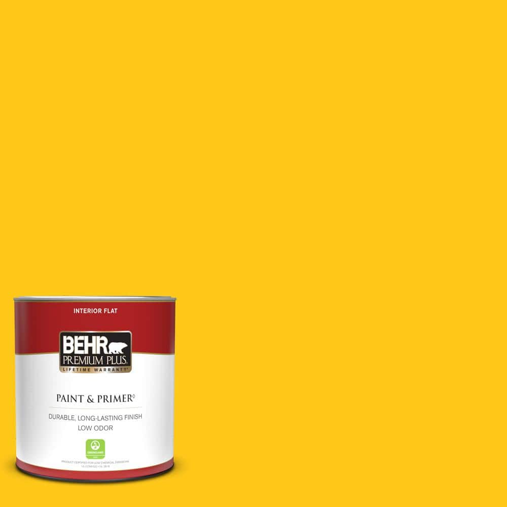 BEHR PREMIUM PLUS 1 qt. #P300-7 Unmellow Yellow Flat Low Odor Interior ...