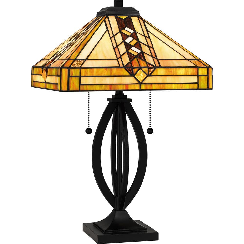 Quoizel Yellowstone 22.75 in. Matte Black Tiffany Table Lamp TF6152MBK ...