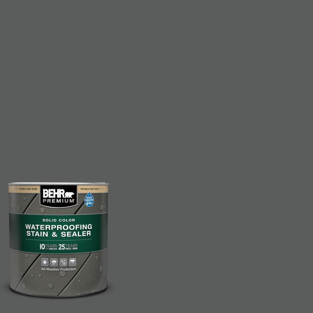 BEHR PREMIUM 1 qt. #N520-6 Asphalt Gray Solid Color Waterproofing ...