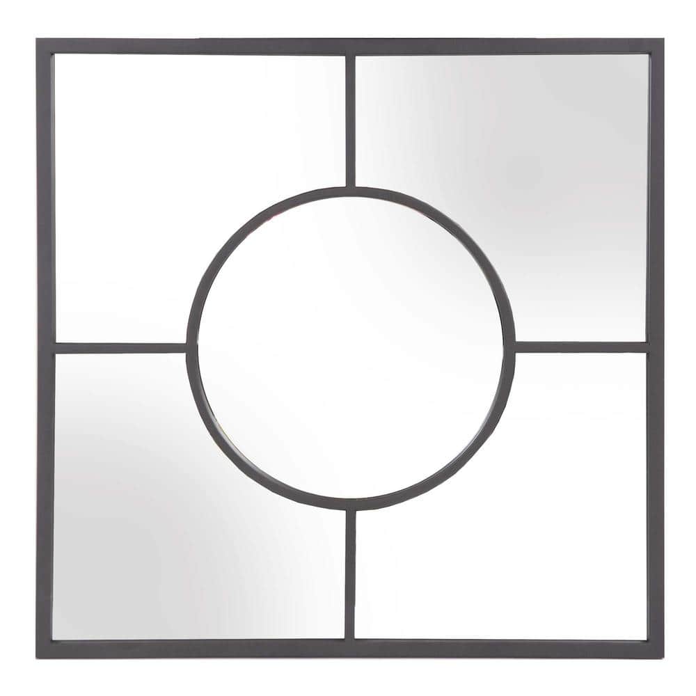 Marley Forrest 24 in. x 24 in. Industrial Square Framed Metal Gray Wall ...