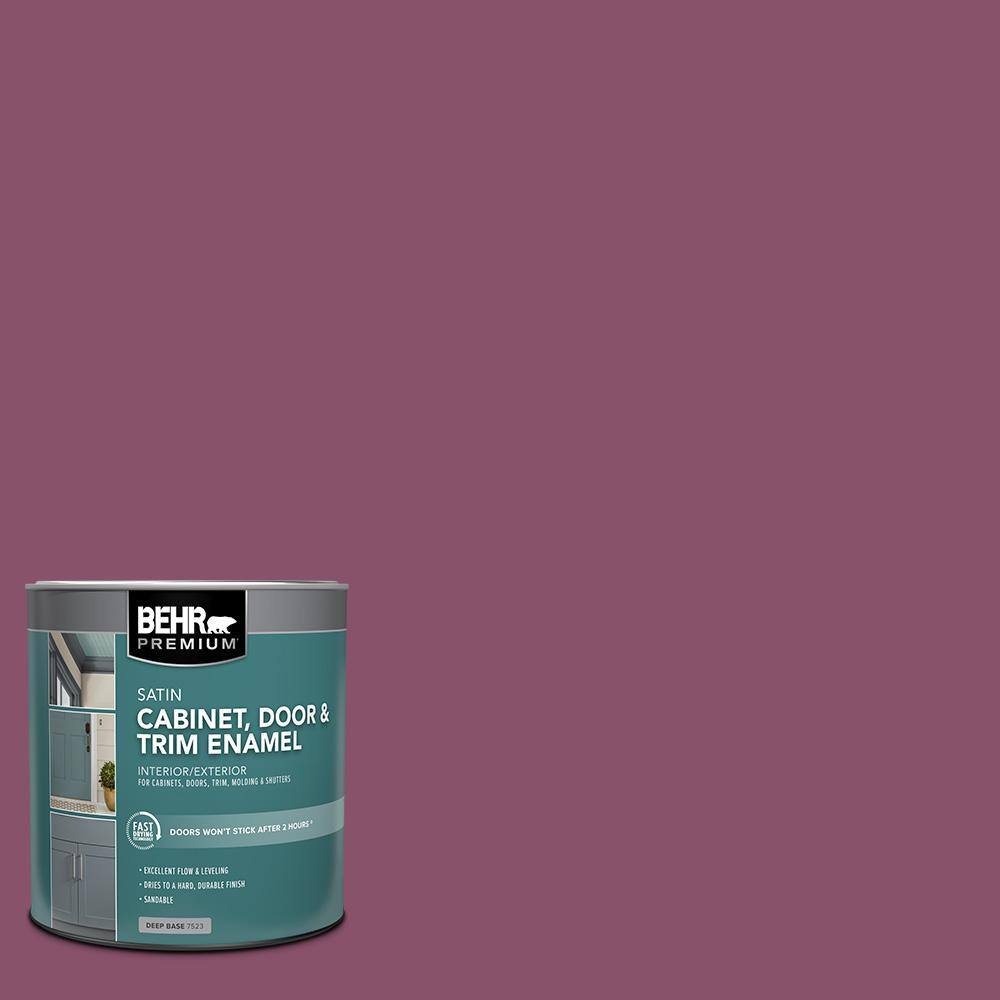 BEHR PREMIUM 1 qt. #M120-7 Raspberry Crush Satin Enamel Interior ...