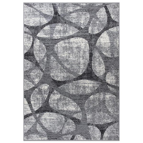 World Rug Gallery Modern Geometric Distressed Gray 5 ft. x 7 ft. Area ...