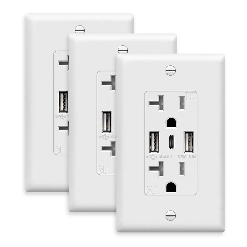 TOPGREENER 20 Amp Decorator Tamper-Resistant Duplex Outlet with 3 Type ...