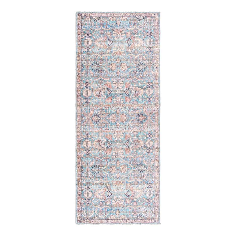 Unique Loom Nostalgia Katie Blue 2 ft. x 5 ft. Machine Washable Area ...