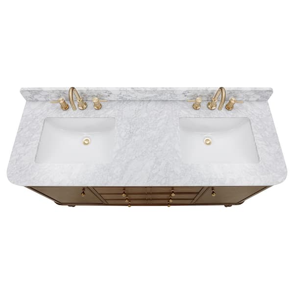Home Decorators Collection Collette 60 in. Double Sink Cinnamon Oak ...