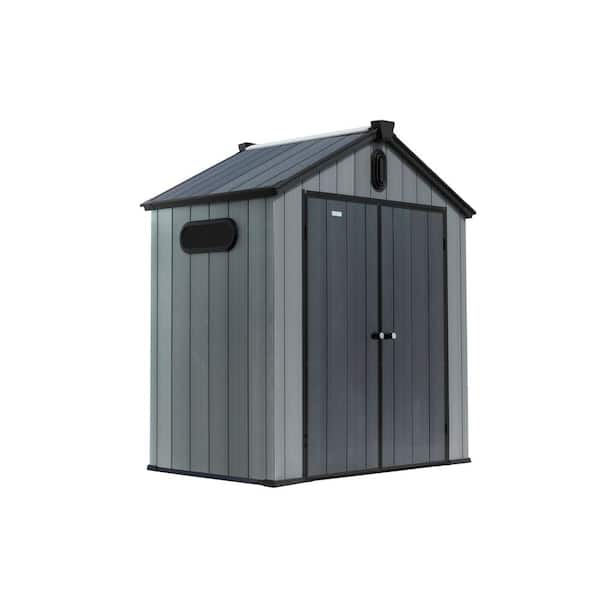 PLEXALIFE 6x4 Heavy-Duty Resin Storage Shed with Solar Light, Windows ...