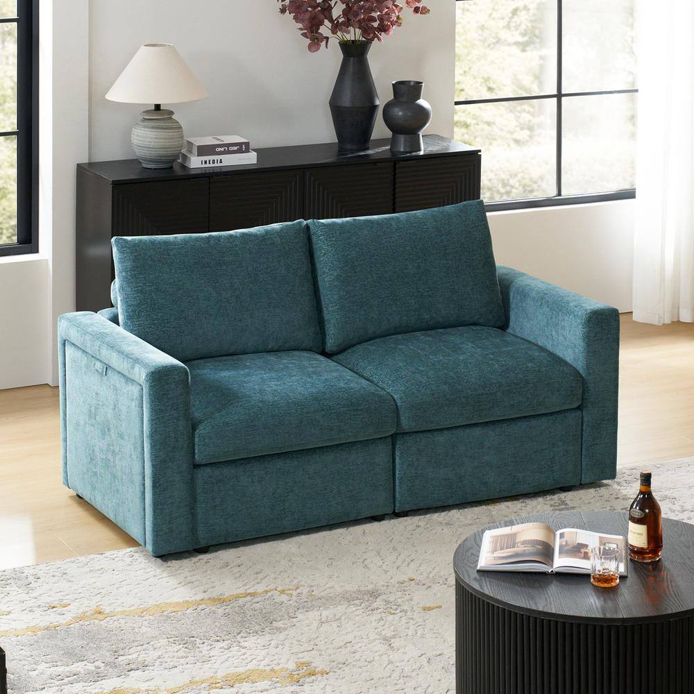 JAYDEN CREATION Andrea Beige 69.5 in. in Straight Arm Polyester ...