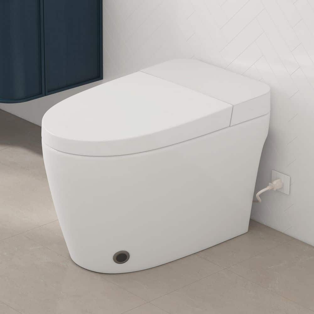Eridanus Piedmont 1-Piece 1.28 GPF Elongated Toilet in White with Auto Flush, Heated Seat and ...