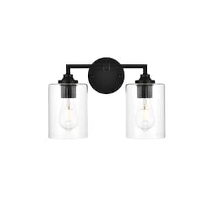 Simply Living 23 in. 3-Light Modern Black Vanity Light with Clear ...