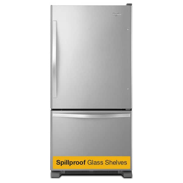 Whirlpool 22 cu. ft. Bottom Freezer Refrigerator in Stainless Steel ...