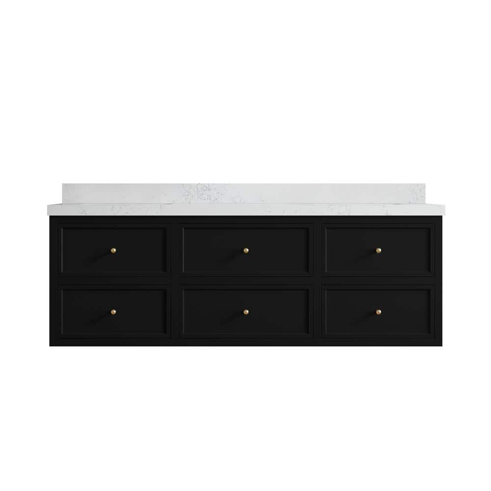 Willow Collections Roswell 72 in. Double Sink Freestanding Black Bath ...