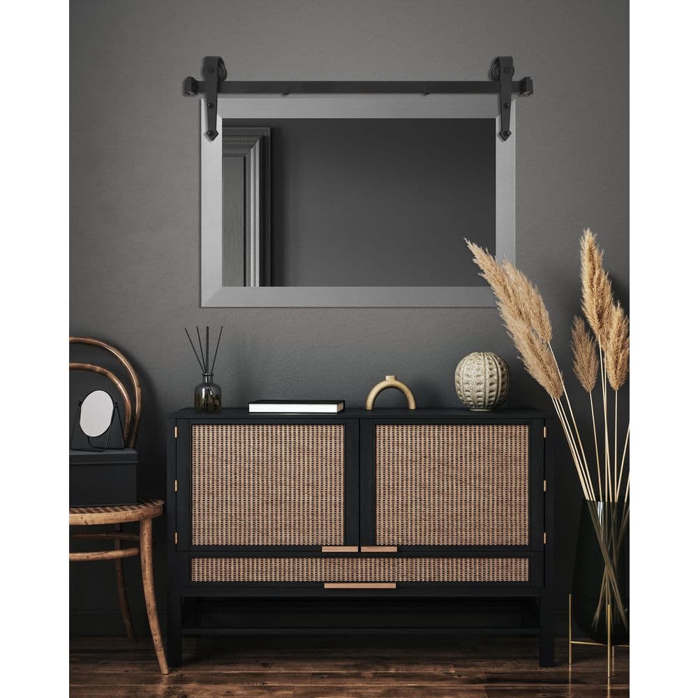 Rayne Mirrors (52 in. W x 33 in. H) Silver Modern Rustic Mirror with ...