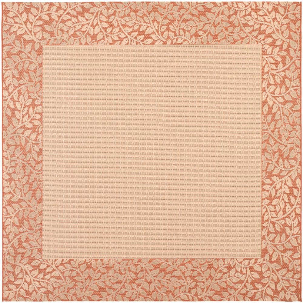 SAFAVIEH Courtyard Natural/Terra 7 ft. x 7 ft. Square Border Indoor ...