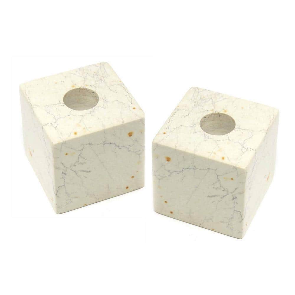 Global Crafts Cube Soapstone Candle Holders, Set of 2 KSACHCUBE-S2-GWH ...