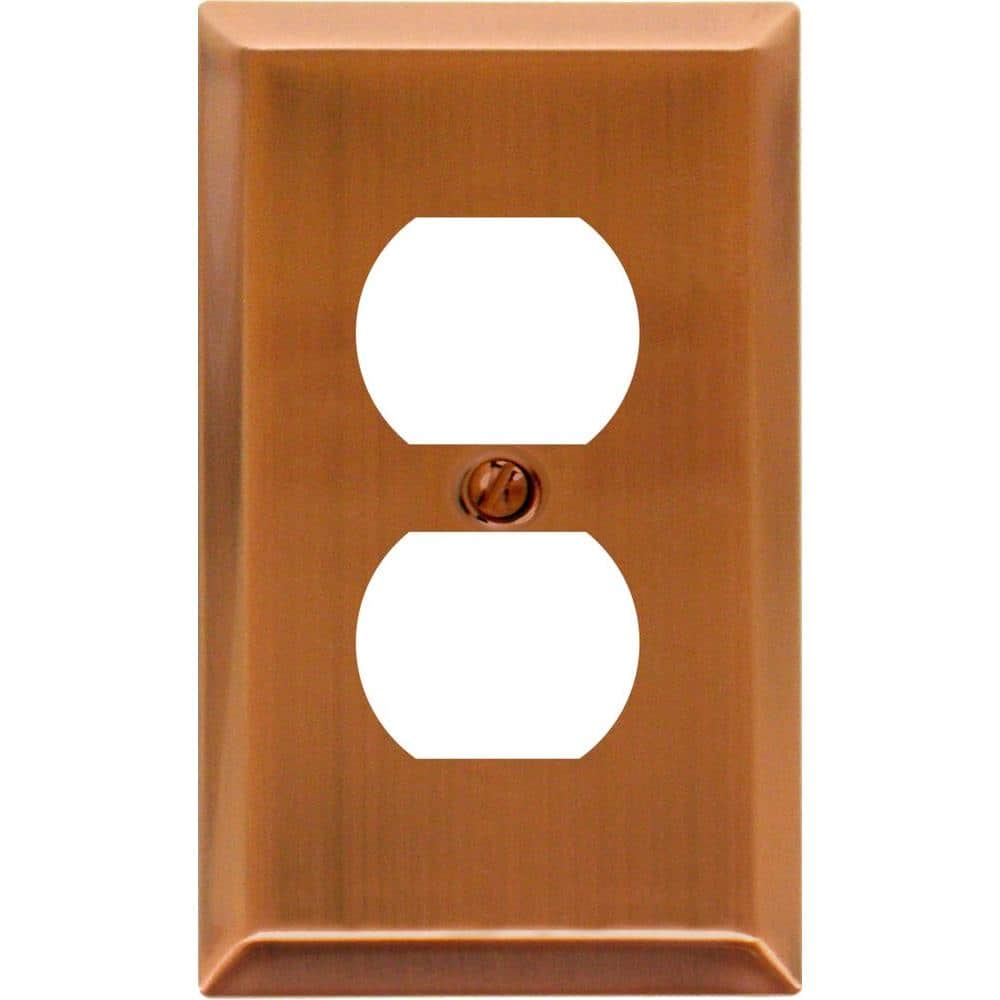 AMERELLE Metallic 1 Gang Duplex Outlet Steel Wall Plate - Antique ...