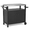 Zeus & Ruta Black Outdoor Stainless Steel Tabletop 1 Door Grill Cart ...