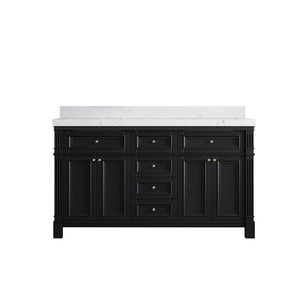Willow Collections Paris 60 in. W x 22 in. D x 36 in. H Double Sink ...