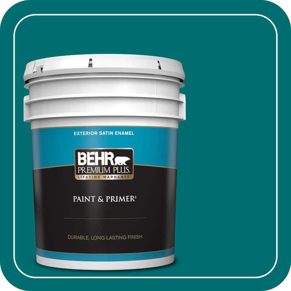 BEHR PREMIUM PLUS 5 gal. #P460-7 Caribbean Current Satin Enamel ...