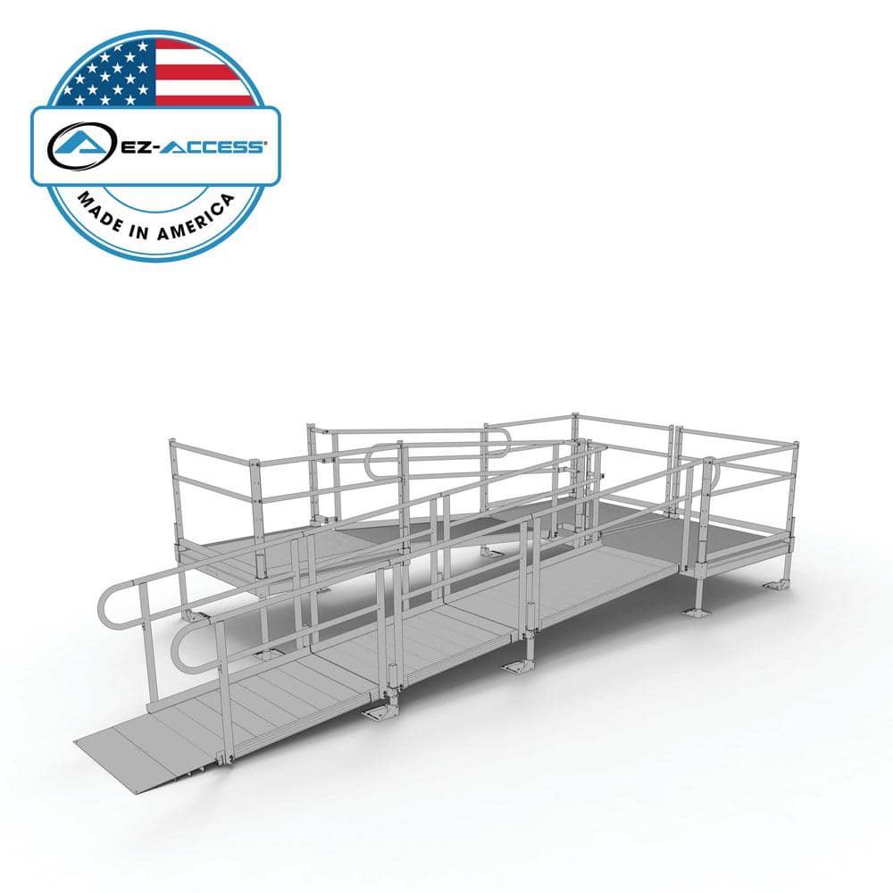 EZ-ACCESS PATHWAY 20 ft. U-Shaped Aluminum Wheelchair Ramp Kit with ...